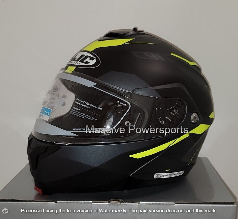 HJC C91 Modular Sunscreen Motorcycle Helmet Karan HI-VIZ Yellow LG ...