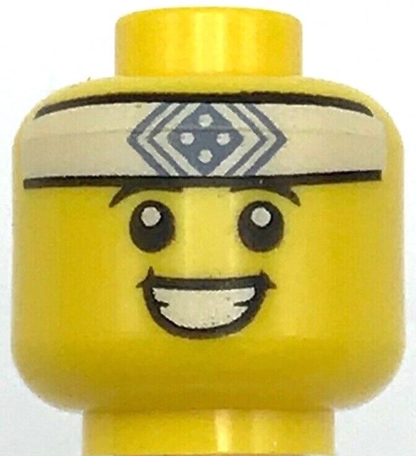 Lego New Yellow Minifigure Head Dual Sided White Headband Sand Blue ...
