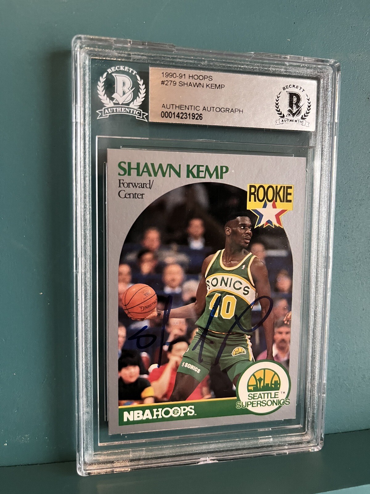 1989 NBA Hoops #279 Shawn Kemp Autograph RC Rookie Beckett Authentic ...