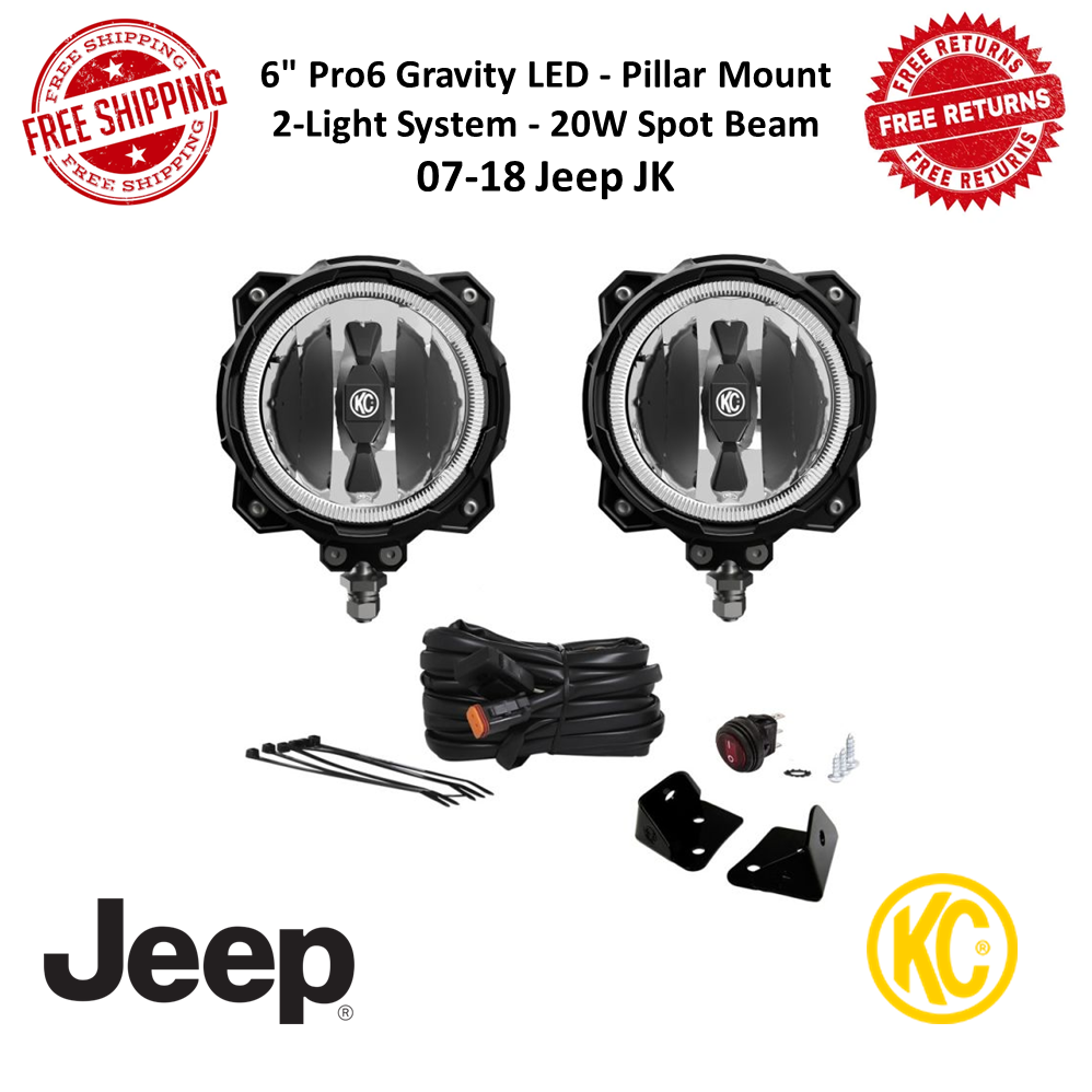 KC Hilites 6" Pro6 Gravity Led Pillar Mount 2-Lights 20W Spot Beam For ...