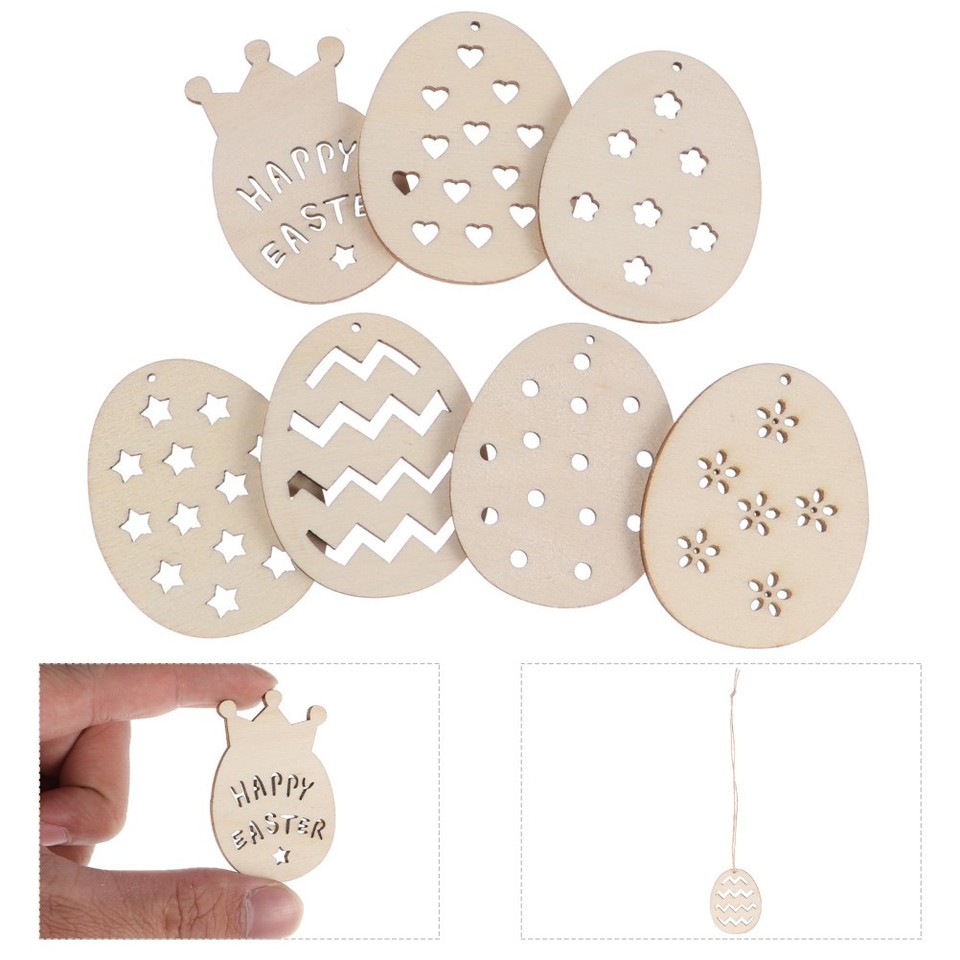 50 Pcs Egg Decorating Kit Faux Wood Eggs for Craft Festival Cutout ...