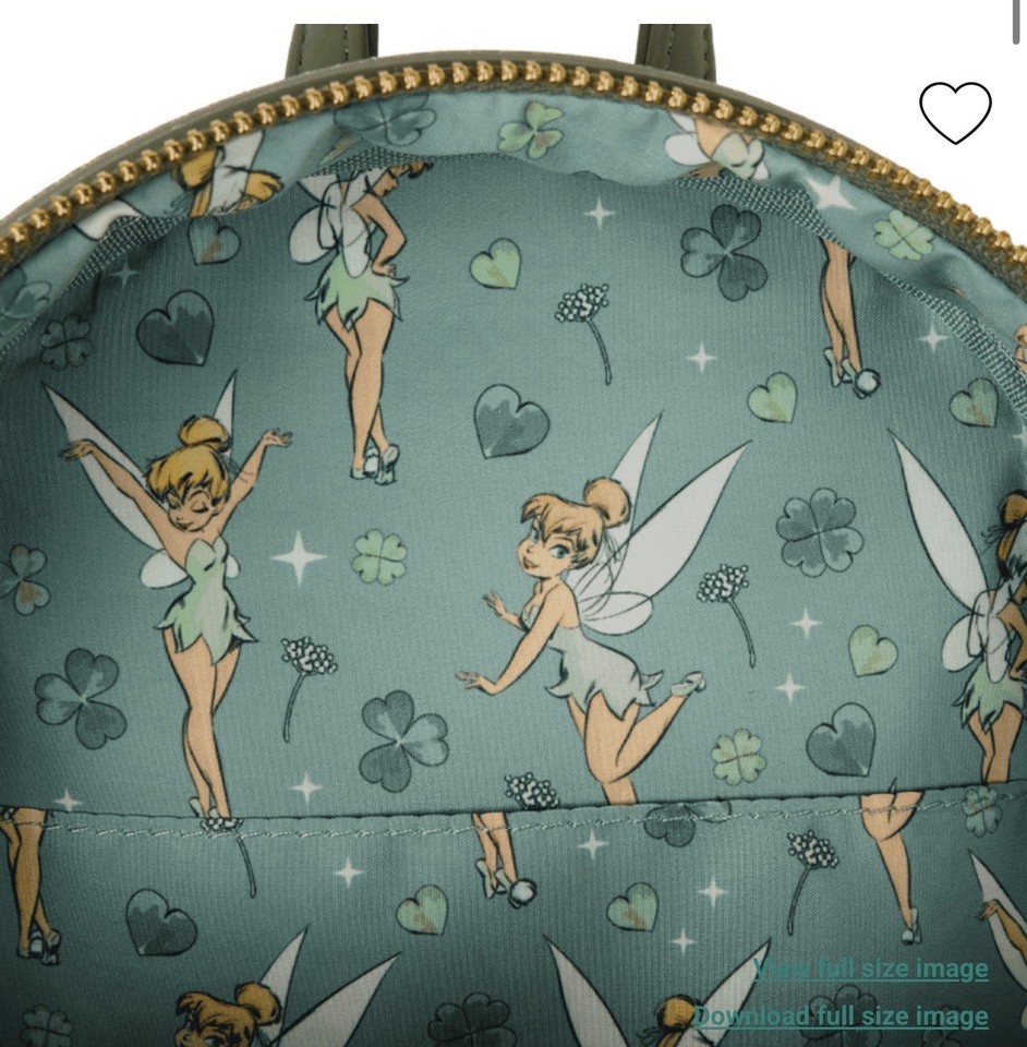 Loungefly Disney Tinker Bell Mini Backpack Clovers Pattern Peter Pan ...