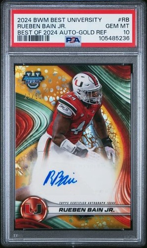 2024 Bowmans Best University Rueben Bain Jr Autograph Gold /50 PSA 10 ...