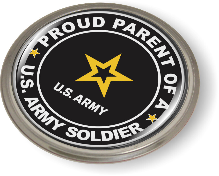 Emblem Car Sticker Chrome ROUND Bezel - Proud Parent of a U.S. Army ...