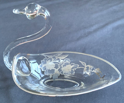 Vintage Duncan Miller Swan Candy Dish with Silver Overlay - 7 Inches | eBay