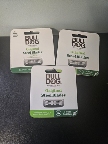 Lot Of 3 Bulldog Men’s Original Steel Razor Blade Cartridges 5 Blades 4 ...