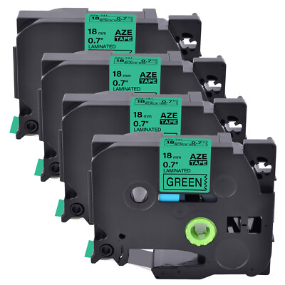 4PK Compatible Brother P-Touch TZ-741 TZe-741 Black on Green Label Tape ...
