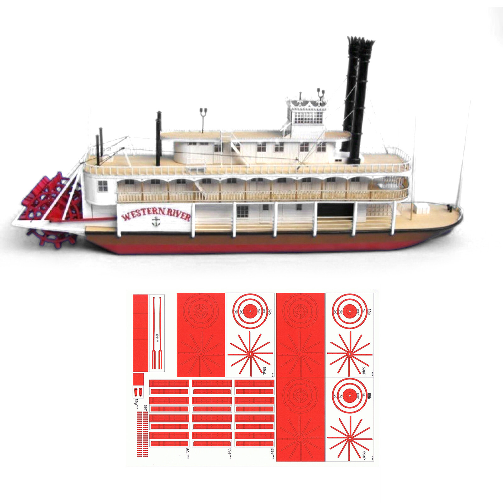 1:100 Mississippi Paddle Steamboat Handcraft Paper Mode DIY Unassembled ...