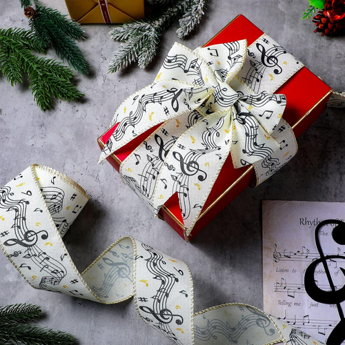 2 Roll 20 Yard Music Note Ribbon for Wreaths Themed Ribbon Polyester ...