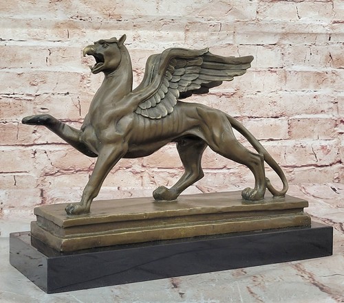 French Large Bronze Abstract Modern Griffin Hot Cast Signed Roche ...
