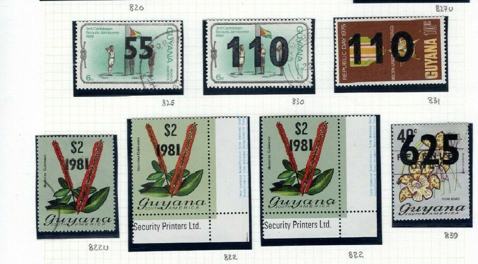 GUYANA STAMPS {16} Surcharges & Overprints 1981 Mint & Used ex Album ...