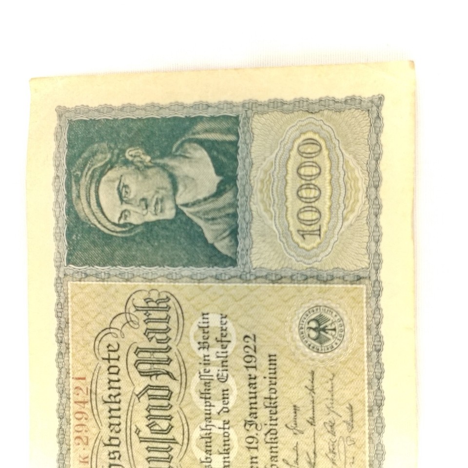1922 GERMANY BANKNOTE 10000 Mark Large Paper Note German Money Europe ...