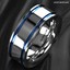 8Mm Tungsten Carbide Ring Blue Grooved Line For Men Wedding Band ATOP ...