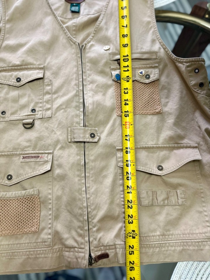 Lauren Ralph Lauren Field Utility Vest Men’s L Cotton Multi Pocket ...