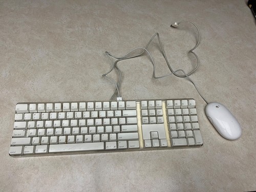 Apple A1048 White Wired USB Keyboard + Apple A1152 Wired Mouse TESTED ...