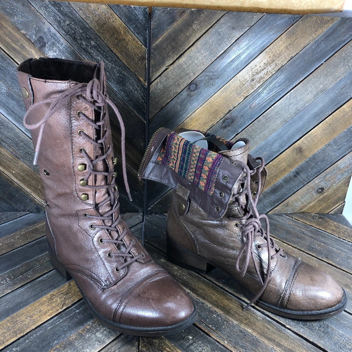 Steve Madden Combat Boots Red Zipper