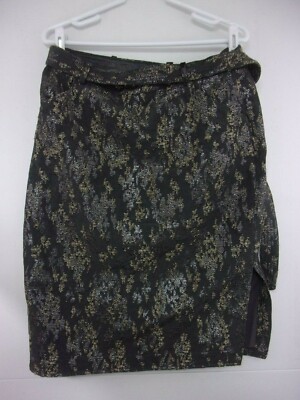 Banana Republic Sz 10 Silver/Gray Jacquard Belted Straight Pencil Skirt ...