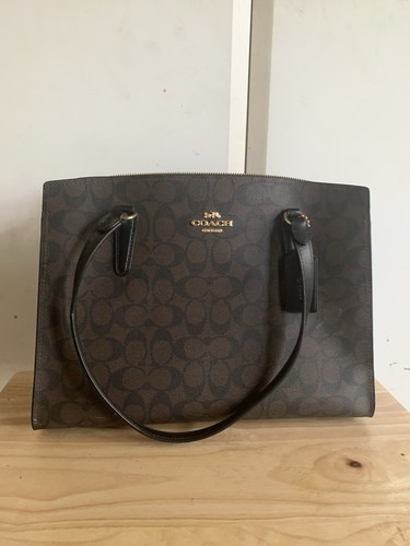 Coach Tatum Carryall in Signature Canvas C4075 Brown Black Red Gold ...