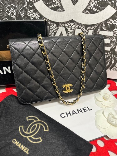 CHANEL Coco Mark Matlasse Lambskin Push Lock Chain Shoulder Bag Black ...