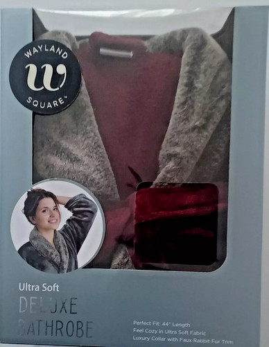 Wayland Square Bathrobe Ultra Soft Deluxe Cranberry Brown One Size ...
