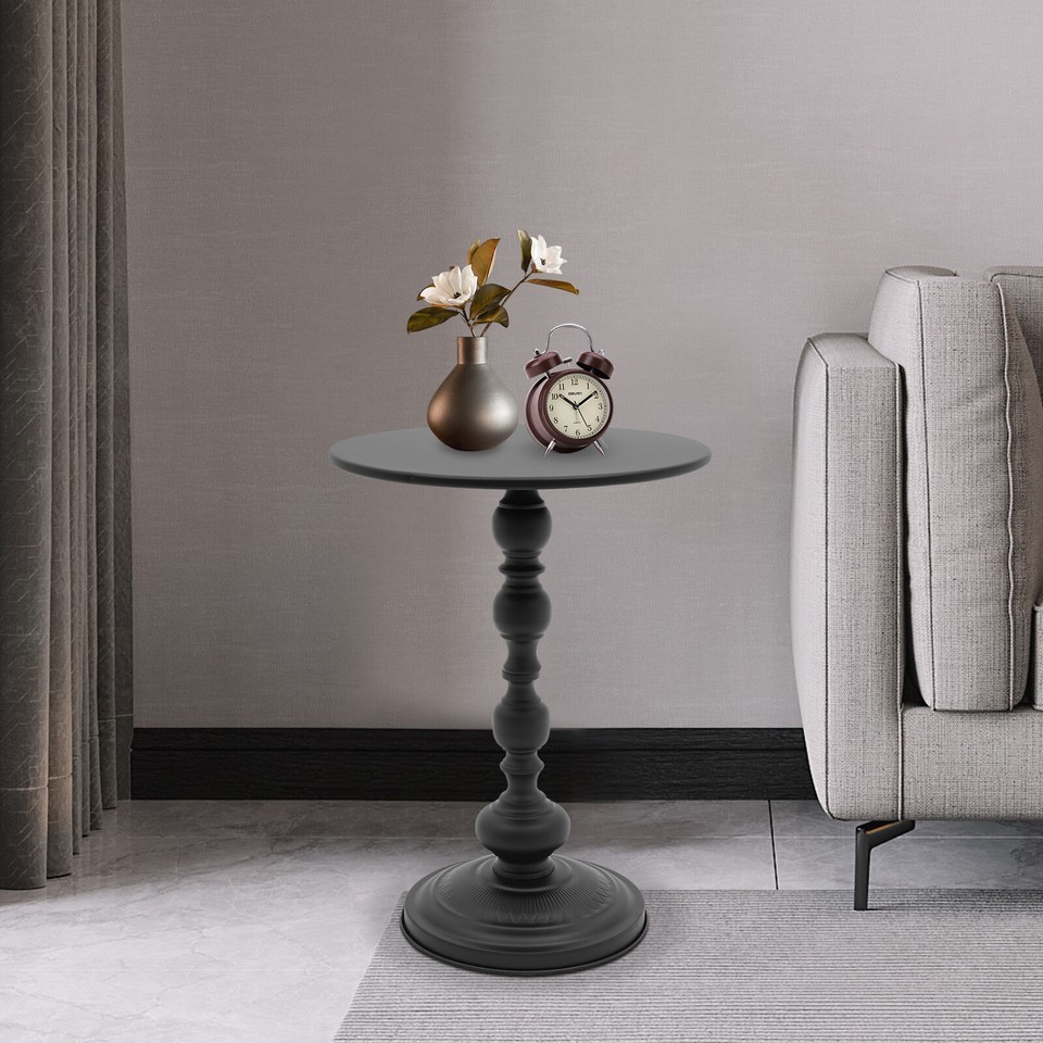 Retro Round Side Table Carbon Steel Sofa End Table Living Room Bar ...