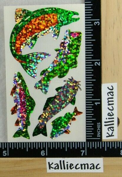 Hambly FISH Prismatic Stickers 1/2 SHEET GLITTER FISHING FRESH WATER ...