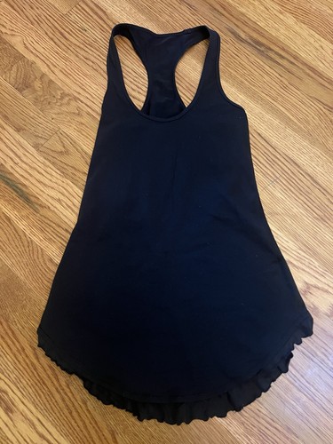 Lululemon Women’s Black Tank Top Cool Racerback With Ruffle Bottom Size ...