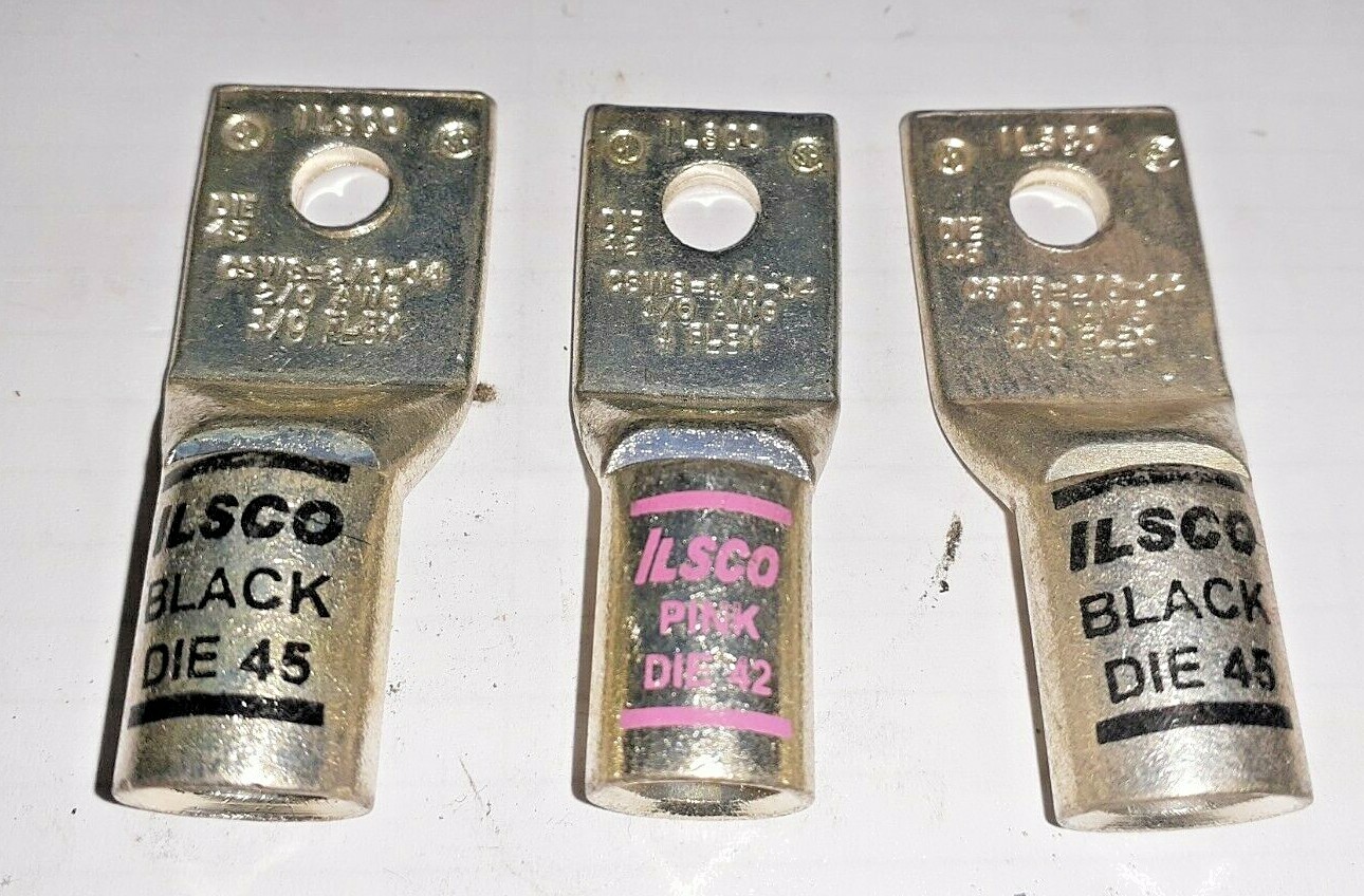 ILSCO 1 HOLE COMPRESSION LUG 1/4" EYELITS ASSORTED LOT OF 3 | eBay