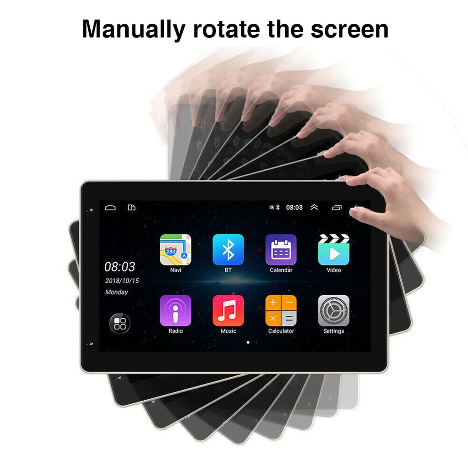 2DIN 10'' Rotatable Android 13 Touch Screen Fit For Carplay Car Stereo ...