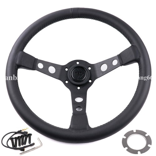 350mm/14inch MOMO MOD07 BLACK EDITION Middle Dish Leather Sport ...