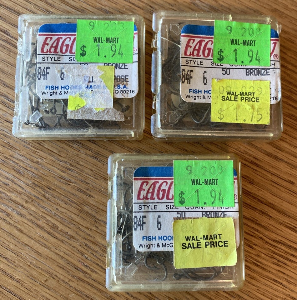 Lot Of 3 - 50 Cnt. Eagle Claw 84F-6 Plain Shank Offset Hooks • Bronze ...