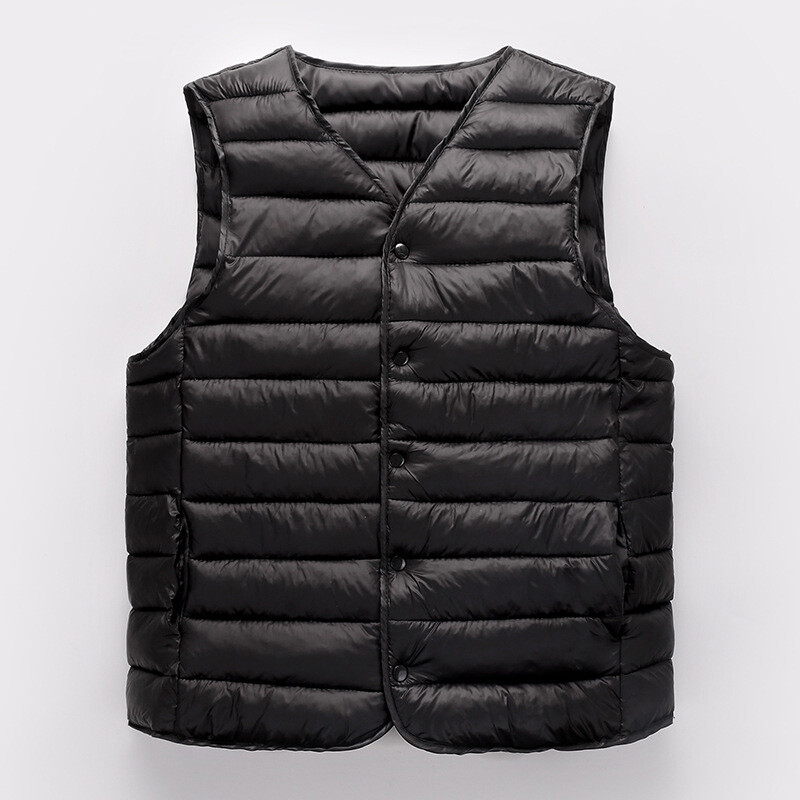 Men Quilted Waistcoat Gilet Bubble Puffer Jacket Sleeveless V Neck Tops ...