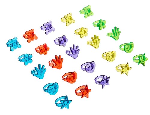 144 Plastic Glitter Rings Bulk SMALL Toys Prizes Birthdays Carnival ...