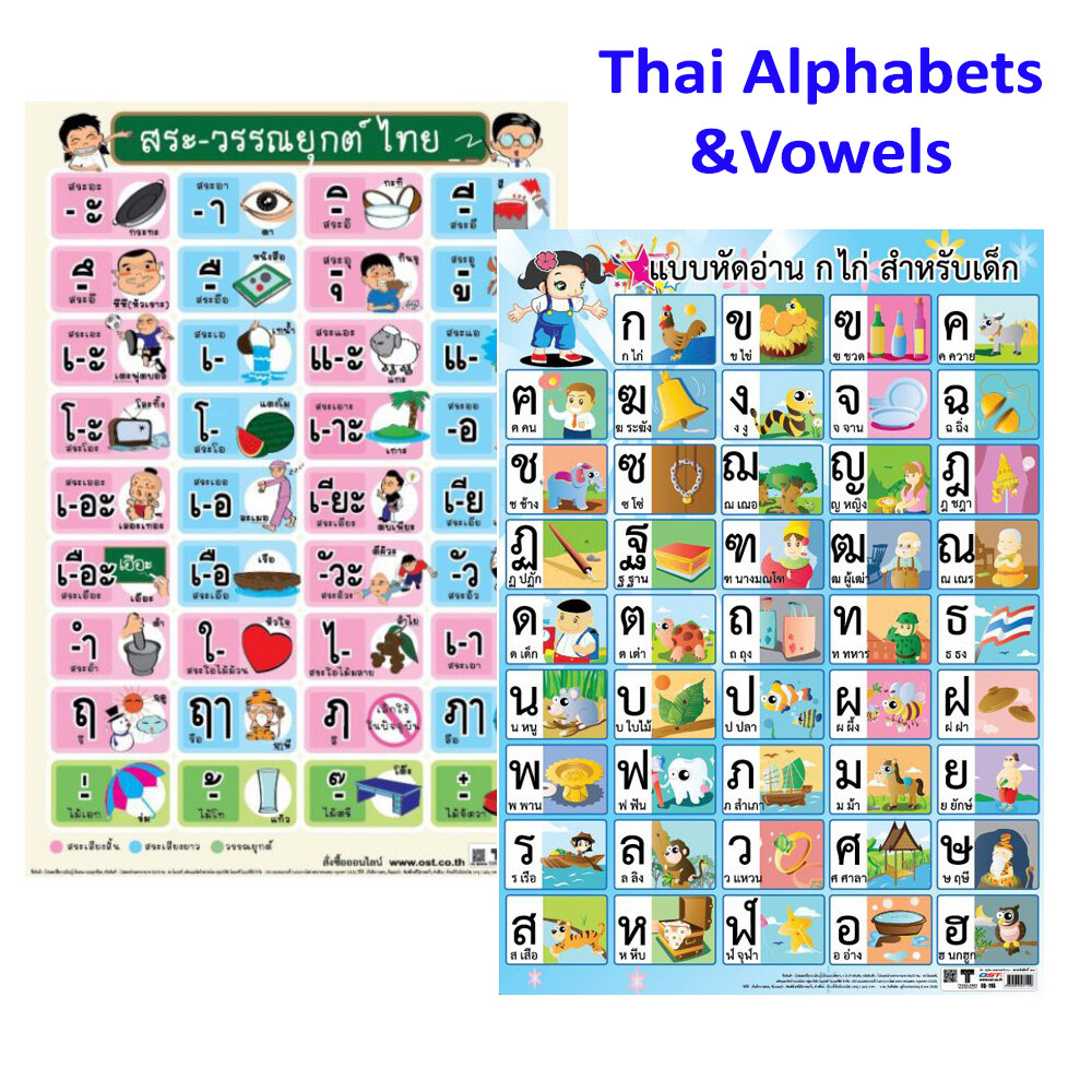 Thai Alphabet Poster THAI ALPHABET POSTER, Thai Alphabet Chart With