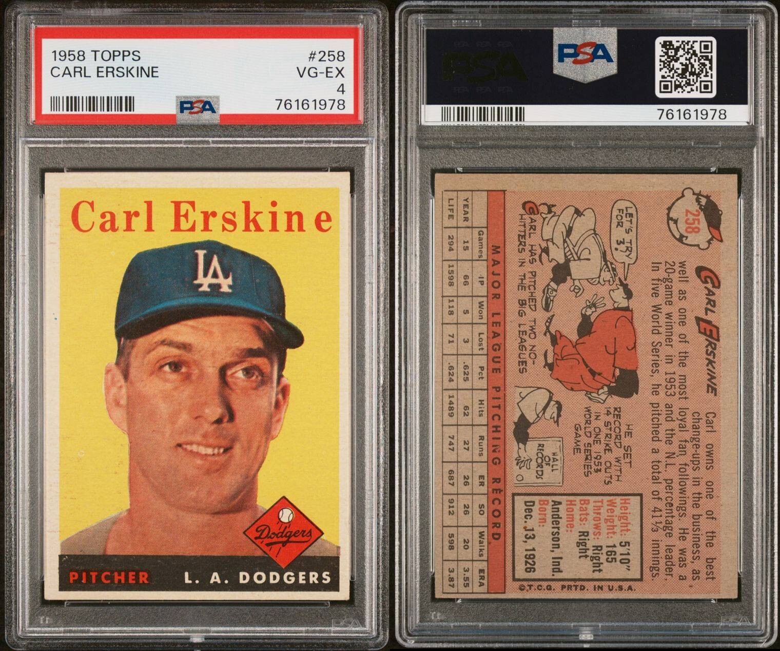 1958 TOPPS BASEBALL LOT Los Angeles Dodgers Lot PSA 4 Gil Hodges Clem ...