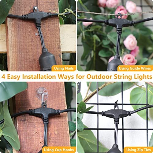 Mlambert 3 Color Outdoor LED Dimmable String Lights for Patio with ...