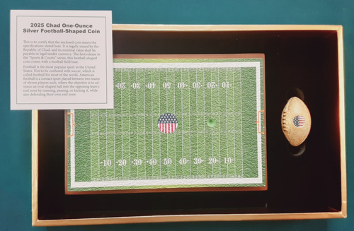 2025 Chad 1 oz Silver Gold Gild Football Shaped Coin with Football ...