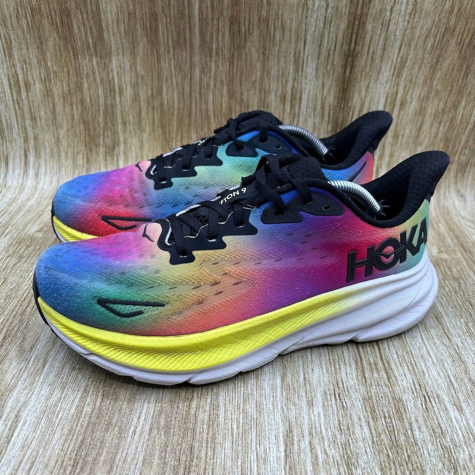 Hoka One One Clifton 9 Women's Size 8.5 B Rainbow Tie Dye Running Shoes ...