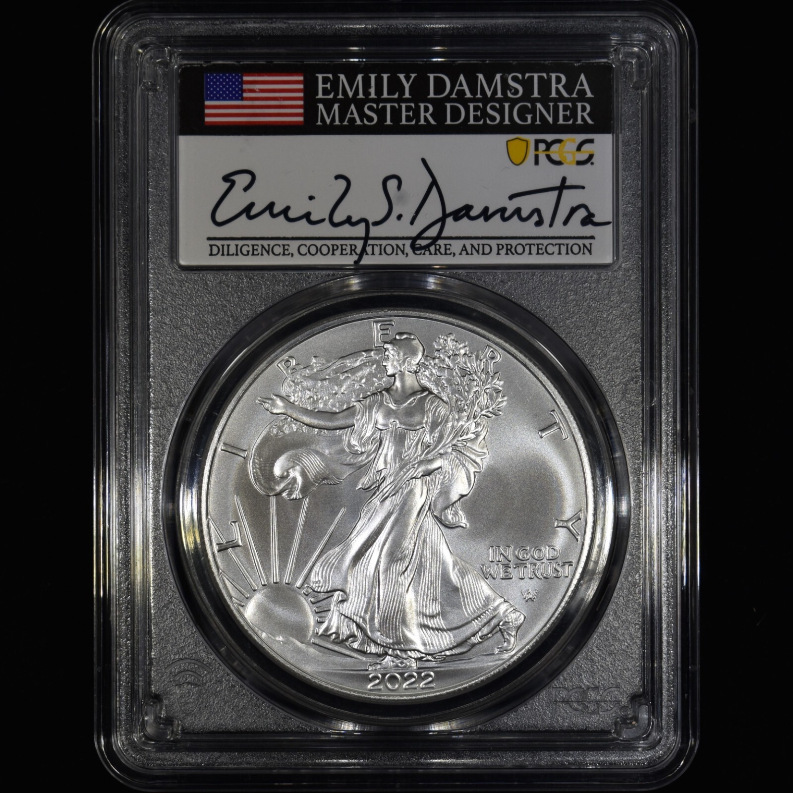 2022 $1 SILVER AMERICAN EAGLE PCGS MS-70 FIRST STRIKE COIN EMILY ...