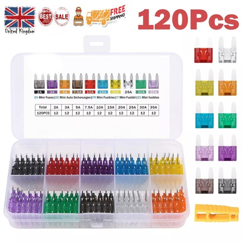 120Pcs Car Truck Micro Blade Mini 2A-35A Fuse Assortment Kit 12V/24V ...