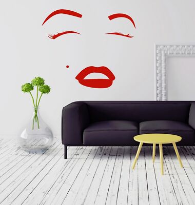 Face Makeup Lip Cosmetics Beauty Salon Woman Wall Sticker Vinyl Decal ...
