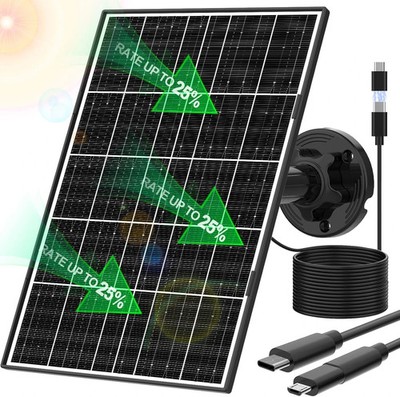 8W Solar Panel for Security Camera, Micro USB & USB-C Port Security ...