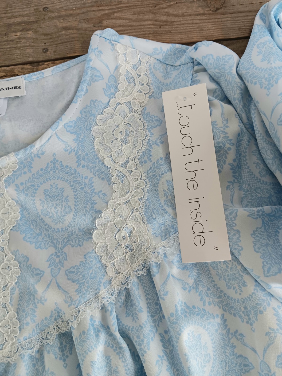 NWT Miss Elaine Blue White Floral Granny Nightgown LS Size XL Lace Trim ...