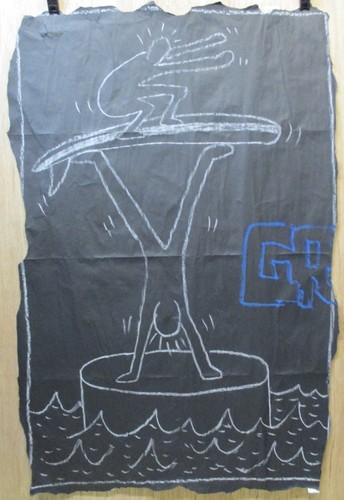 Keith Haring subway drawing surfer handstand ocean platform - NO ...