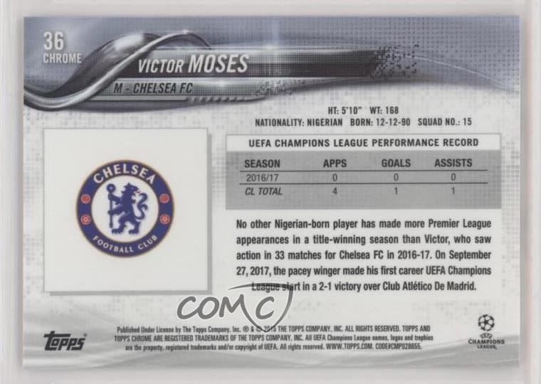 2017-18 Topps Chrome UCL Victor Moses #36 07kd | eBay