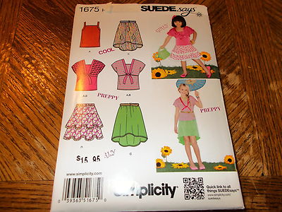 Simplicity Pattern 1675 Girls SUEDE SAYS Skirts, Knit Top, Bolero ...