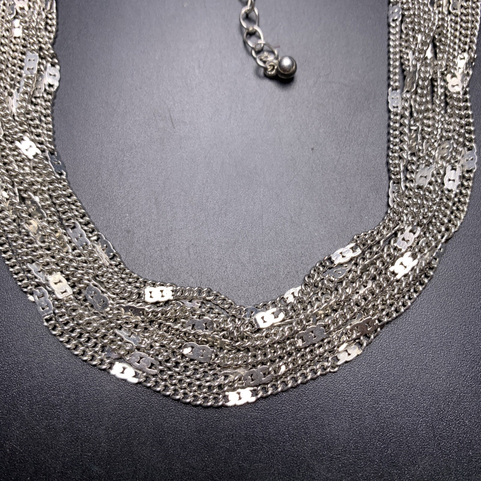 Multi Chain Collar Necklace Silver Tone 13 to 16 Inch Classic Look | eBay