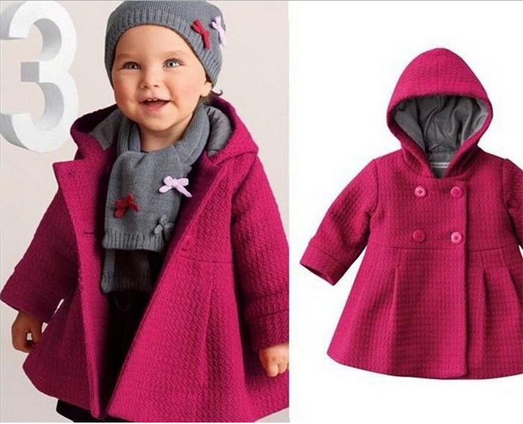New Baby Toddler girls spring winter Horn Button Hooded Coat Outerwear ...