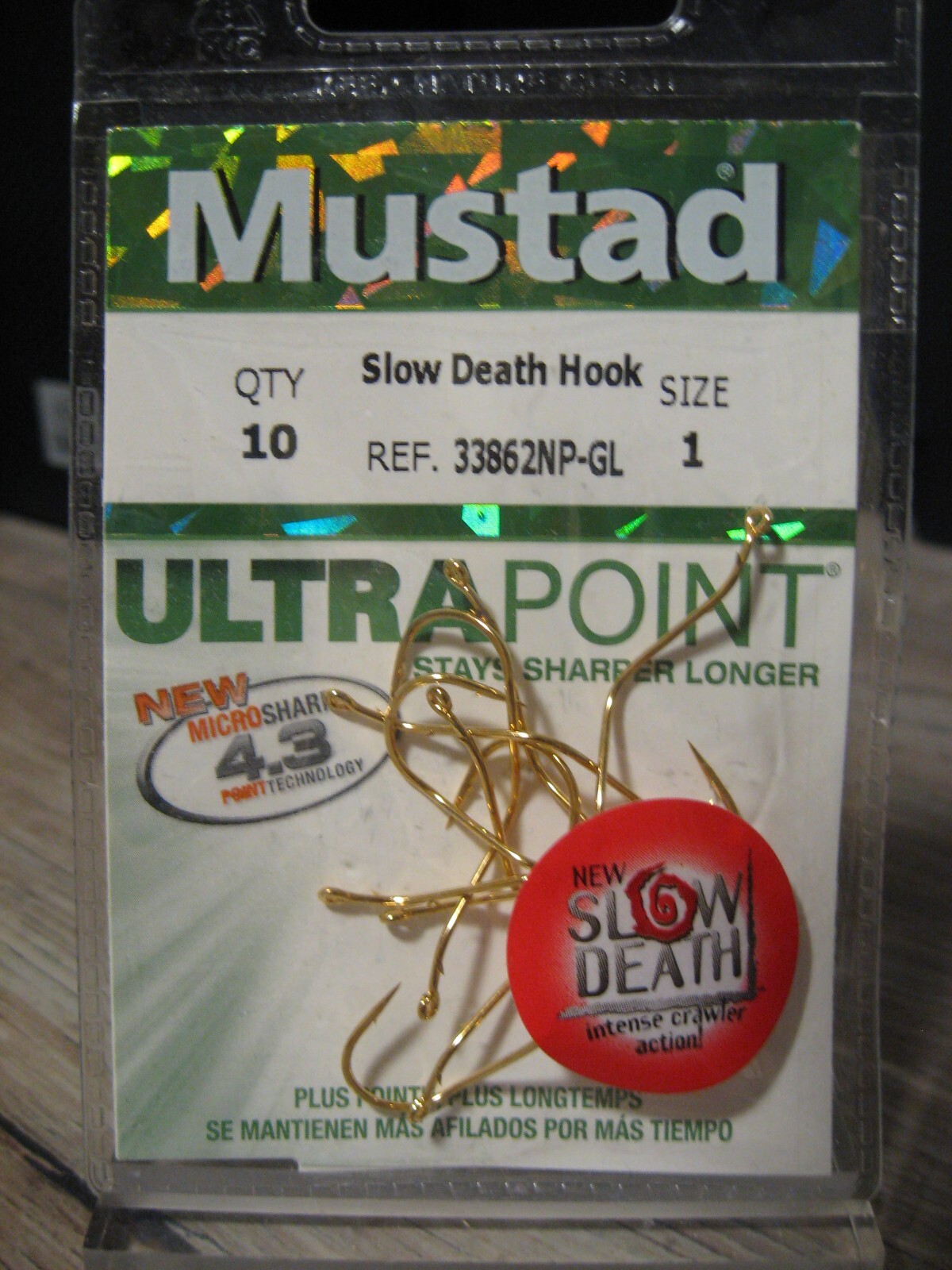 10 Mustad Slow Death Fish Hooks - 33862NP-GL - Size 1 - Gold | eBay