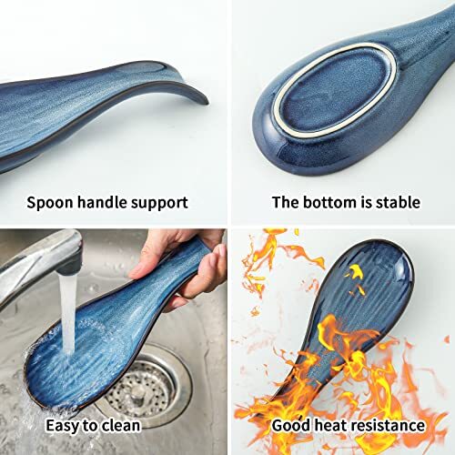 Ceramic Spoon Rest for Stove Top, Porcelain Spoon Holder for Kitchen ...
